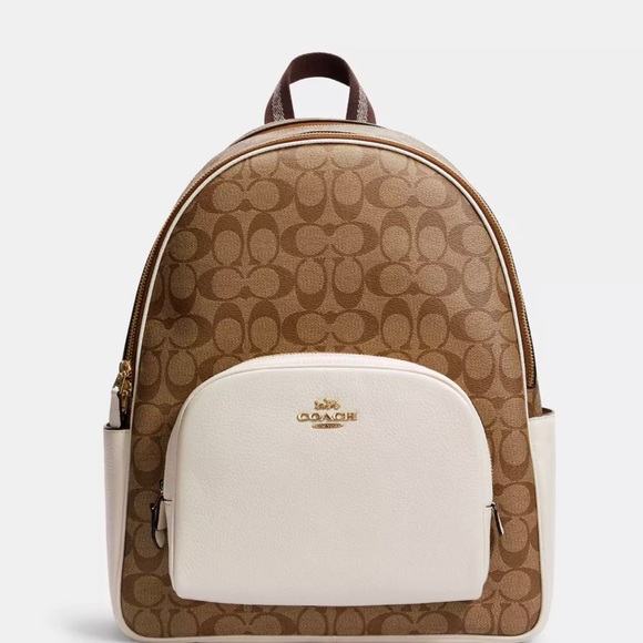 Coach | Bags | Large Court Backpack In Signature Canvas | Poshmark